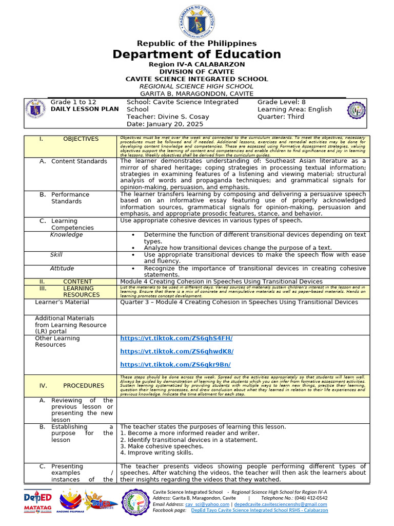 Week 4 Day 2 LP | PDF | Public Speaking | Learning