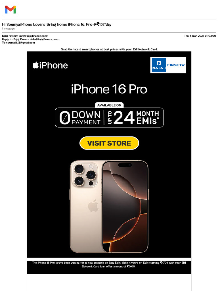 iPhone 16 Pro EMI Offers via Bajaj Finserv | PDF
