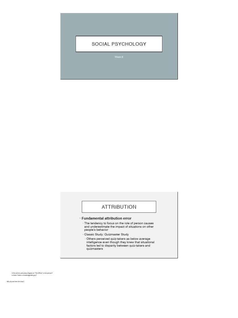 Week 8-Social Psychology Notes | PDF | Social Psychology | Anxiety