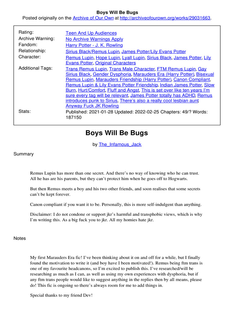 Boys Will Be Bugs | PDF | Harry Potter