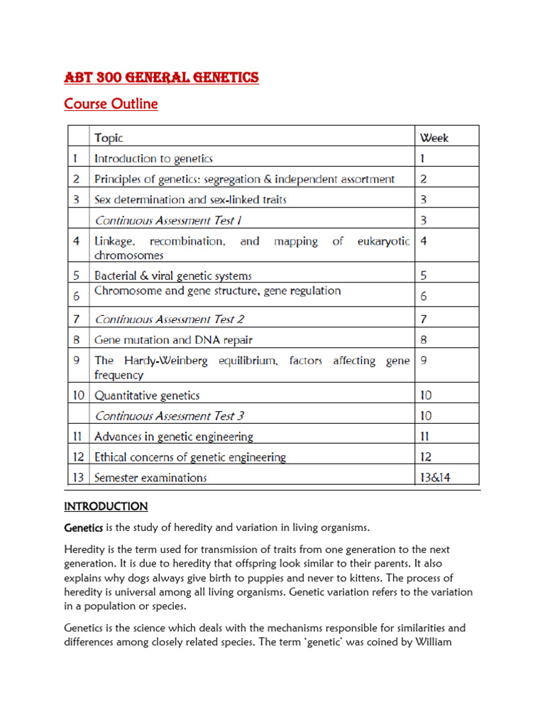 General Genetics Course Overview | PDF | Dominance (Genetics) | Allele