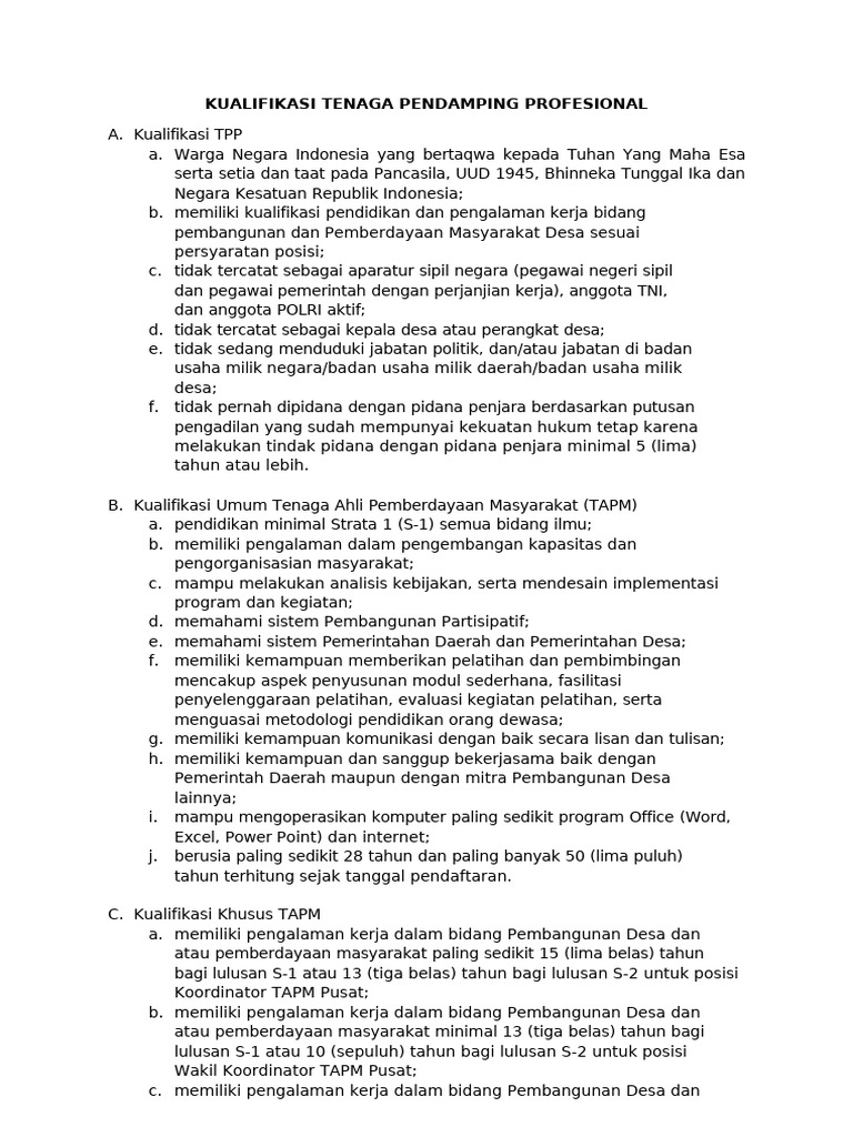 Kualifikasi Tenaga Pendamping Profesional | PDF