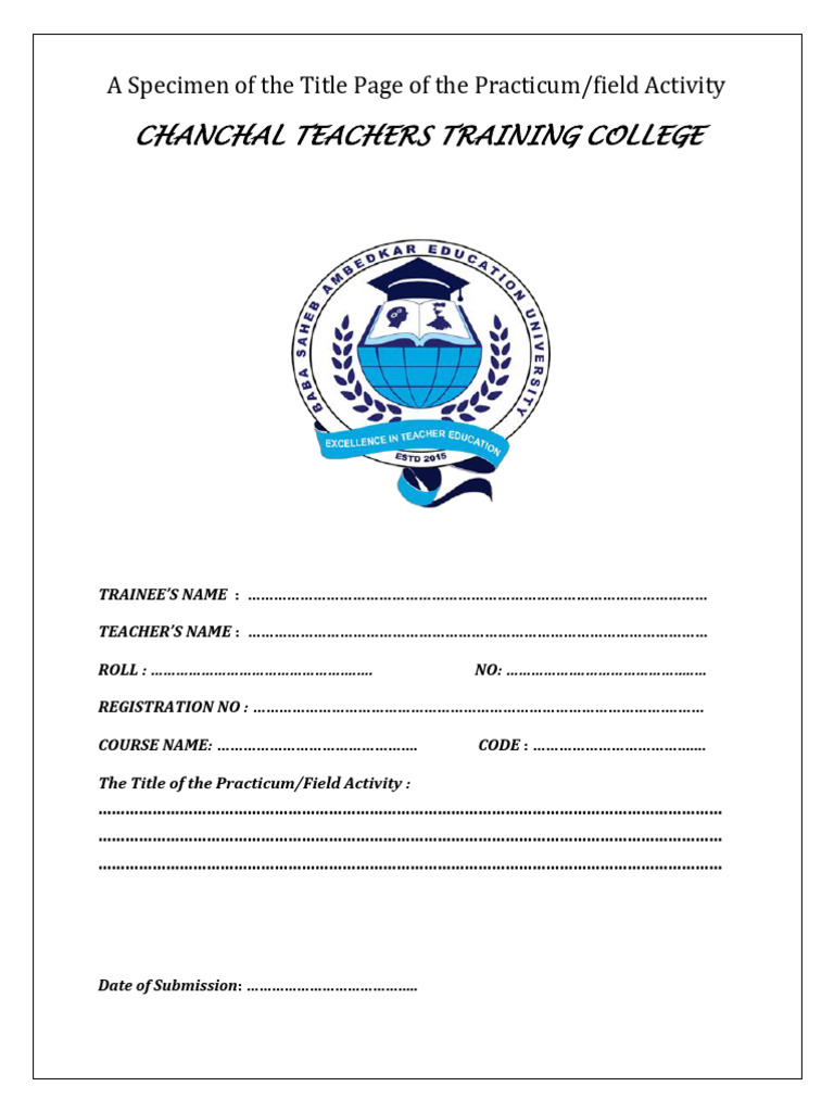 Practicum Title Page Template | PDF