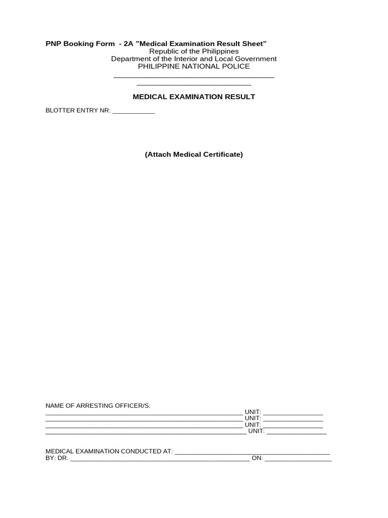 Medical Examination Result Sheet | PDF