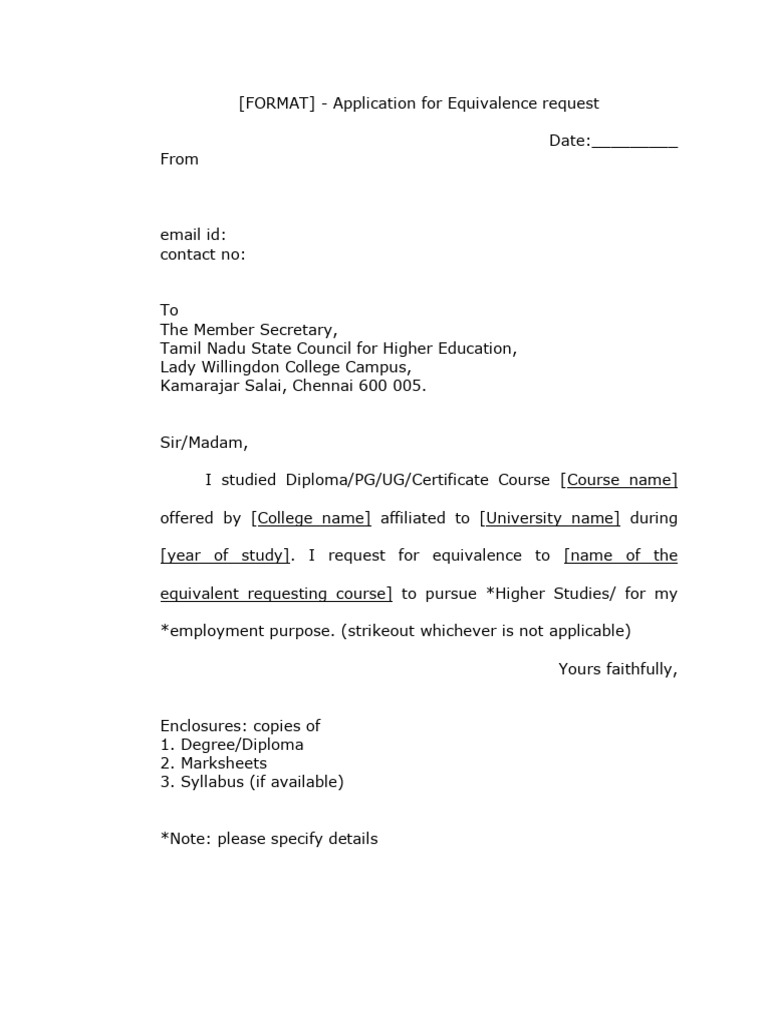 Equivalence Certificate Application Format | PDF