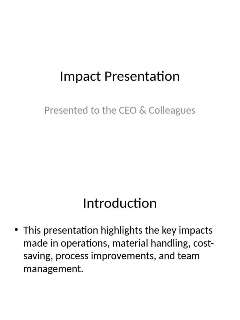Operational Impact Presentation Summary | PDF