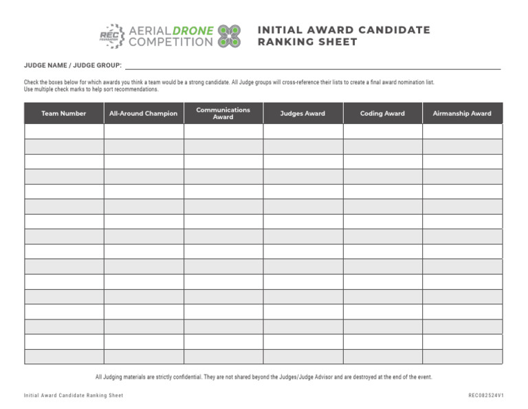 Initial Award Candidate Ranking Sheet | PDF