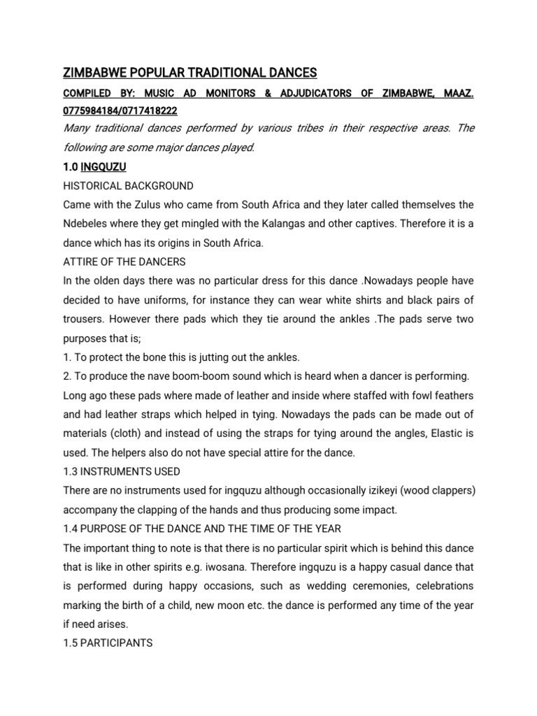 Zimbabwean Dances Final | PDF