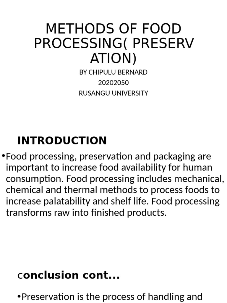 Methods of Food Processing Explained | PDF | Food Preservation | Foods
