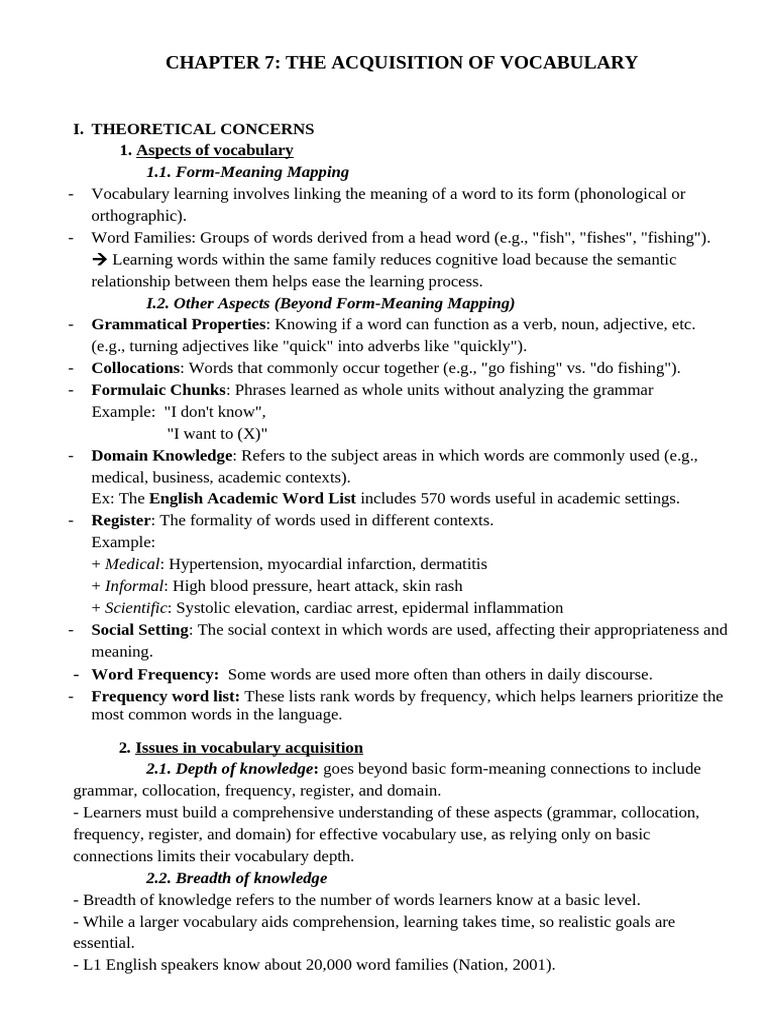 Vocabulary Acquisition Strategies Explained | PDF | Vocabulary | Second ...