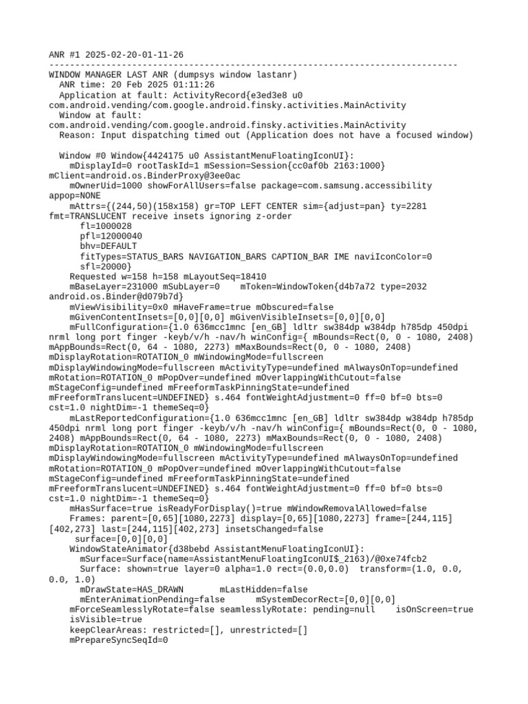 Dumpsys ANR WindowManager | PDF | System Software | Embedded Linux Distributions