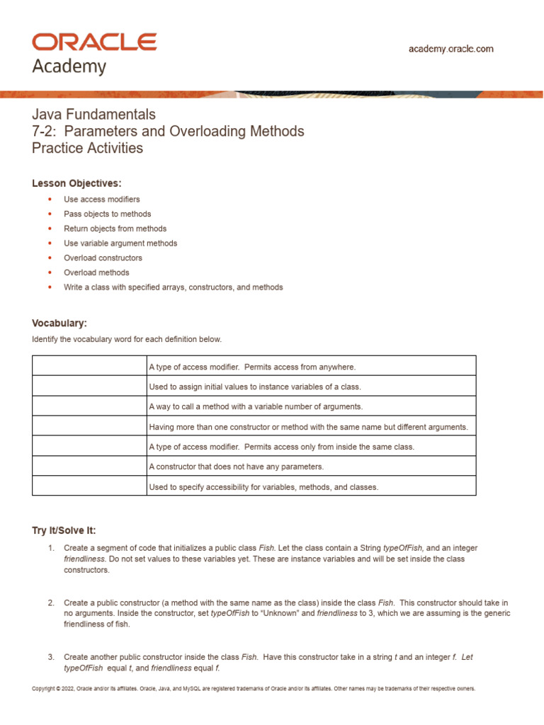 JF_7_2_Practice | PDF | Constructor (Object Oriented Programming) | Programming