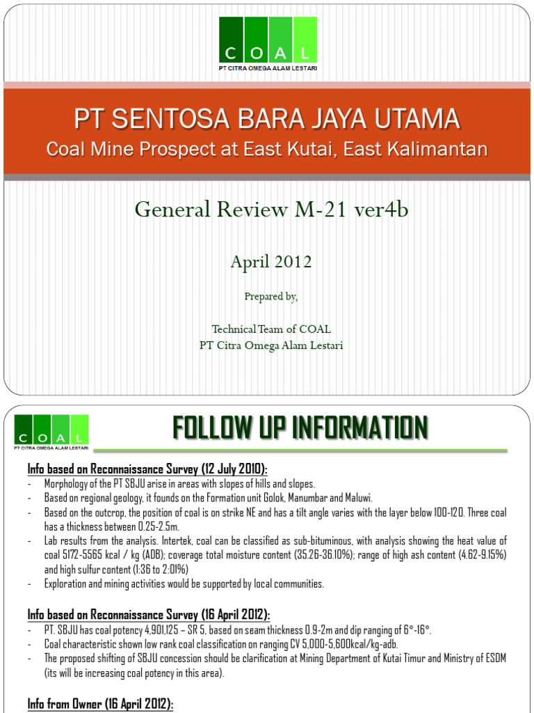 General Review M-21. PT Sentosa Bara Jaya Utama - v4b - 030912 | PDF ...