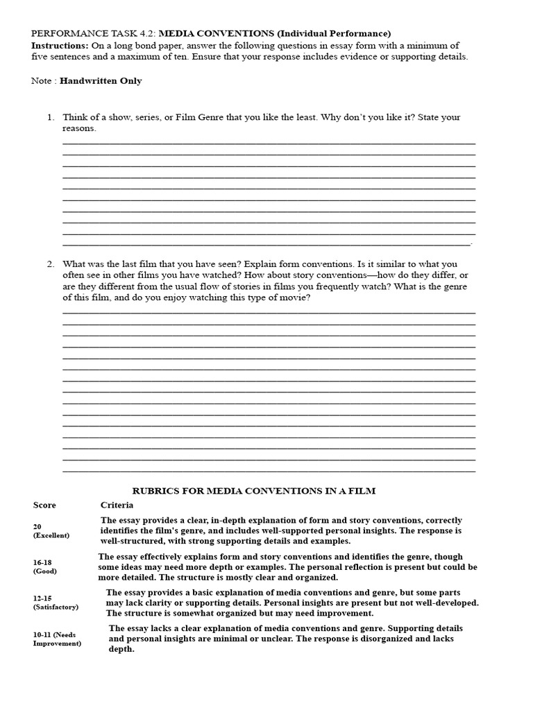 PERFORMANCE-TASK-4.2-MEDIA-CONVENTIONS-IN-YOUR-FAVORITE-FILM | PDF