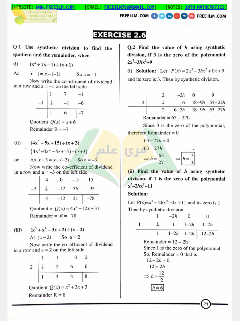10th Math CH 2 Ex 2.6 | PDF