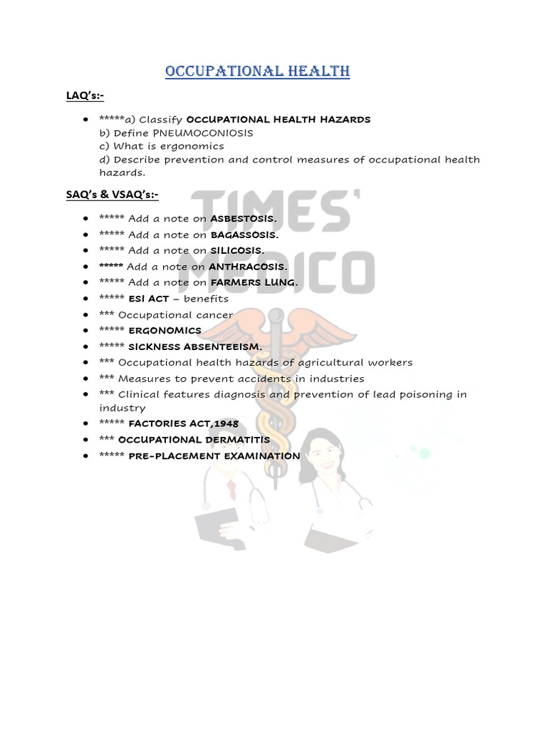 Occupational Health Hazards Overview | PDF