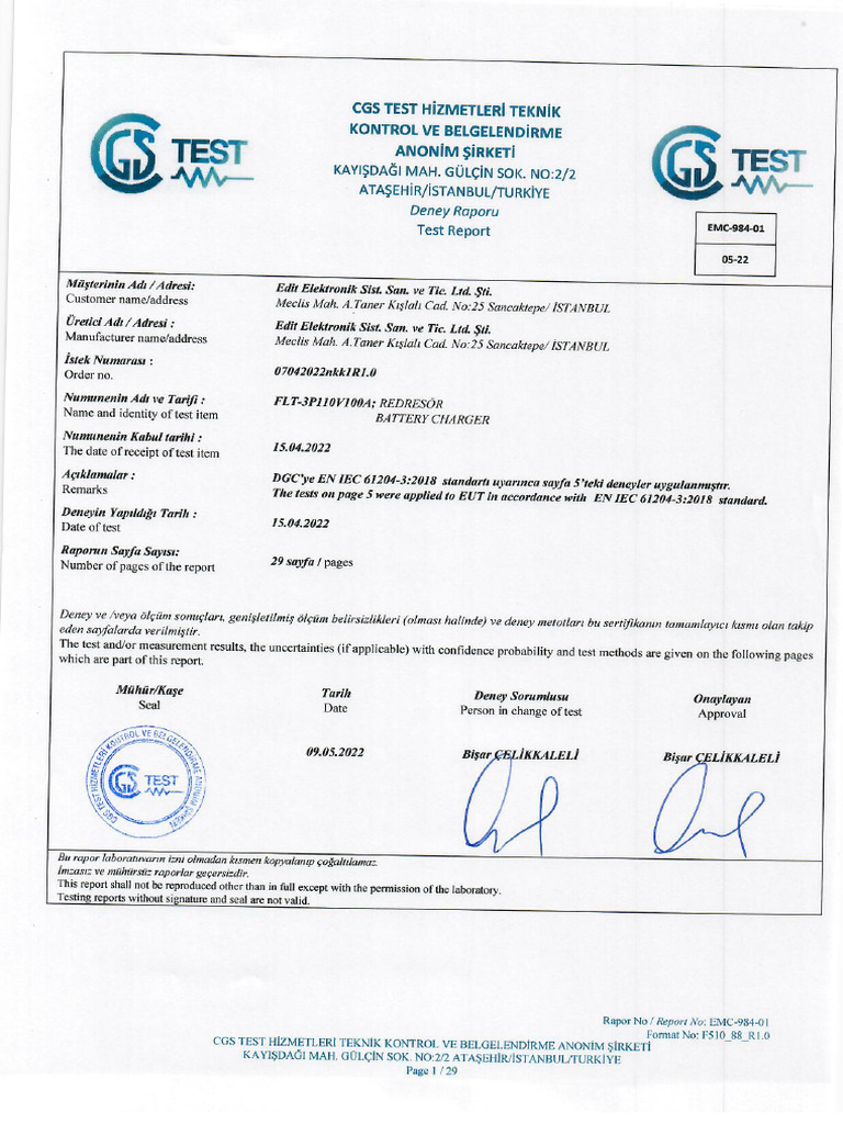 Emc Test Report Full Set (Battery Charger) | PDF