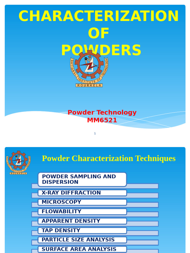 Powder Characterization Techniques Guide | PDF | Adsorption | Density