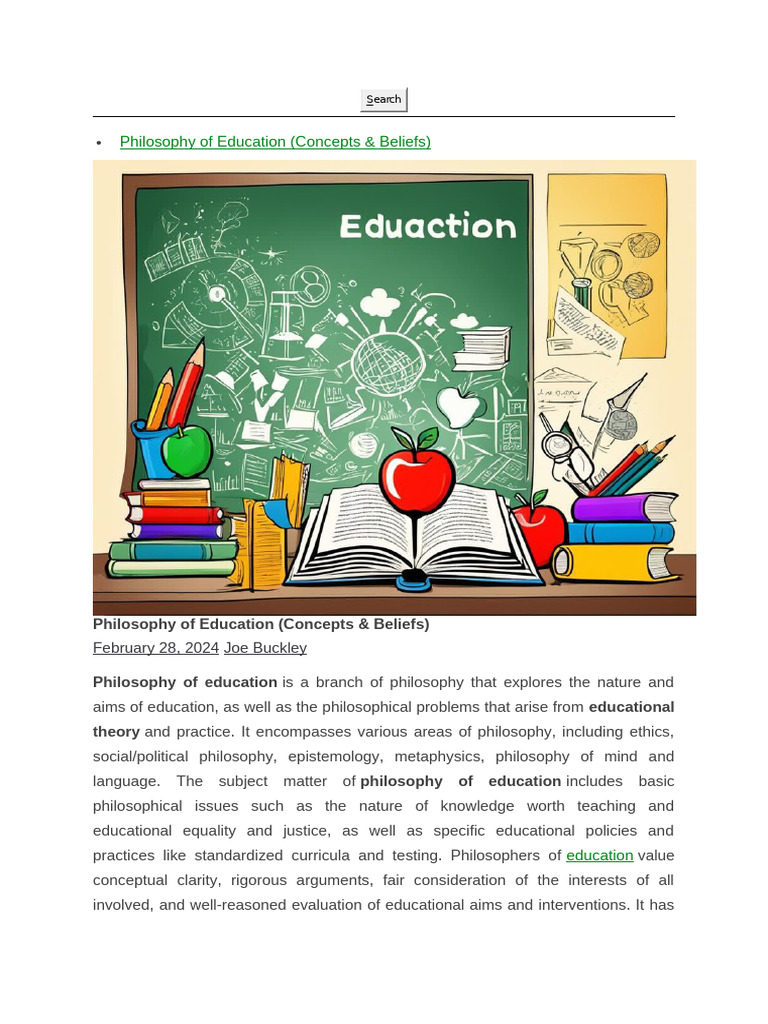 Philosophy of Education Overview | PDF | Philosophy Of Education ...