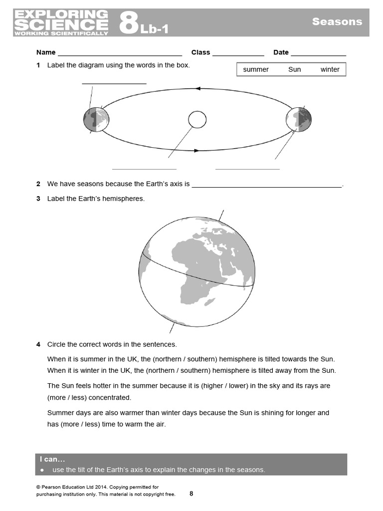 8L2 Worksheet 2 - Seasons | PDF