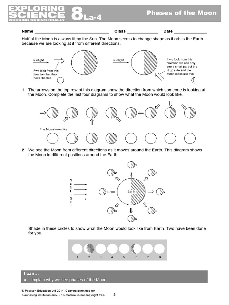 8L2 Worksheet 1 - Phases of The Moon | PDF