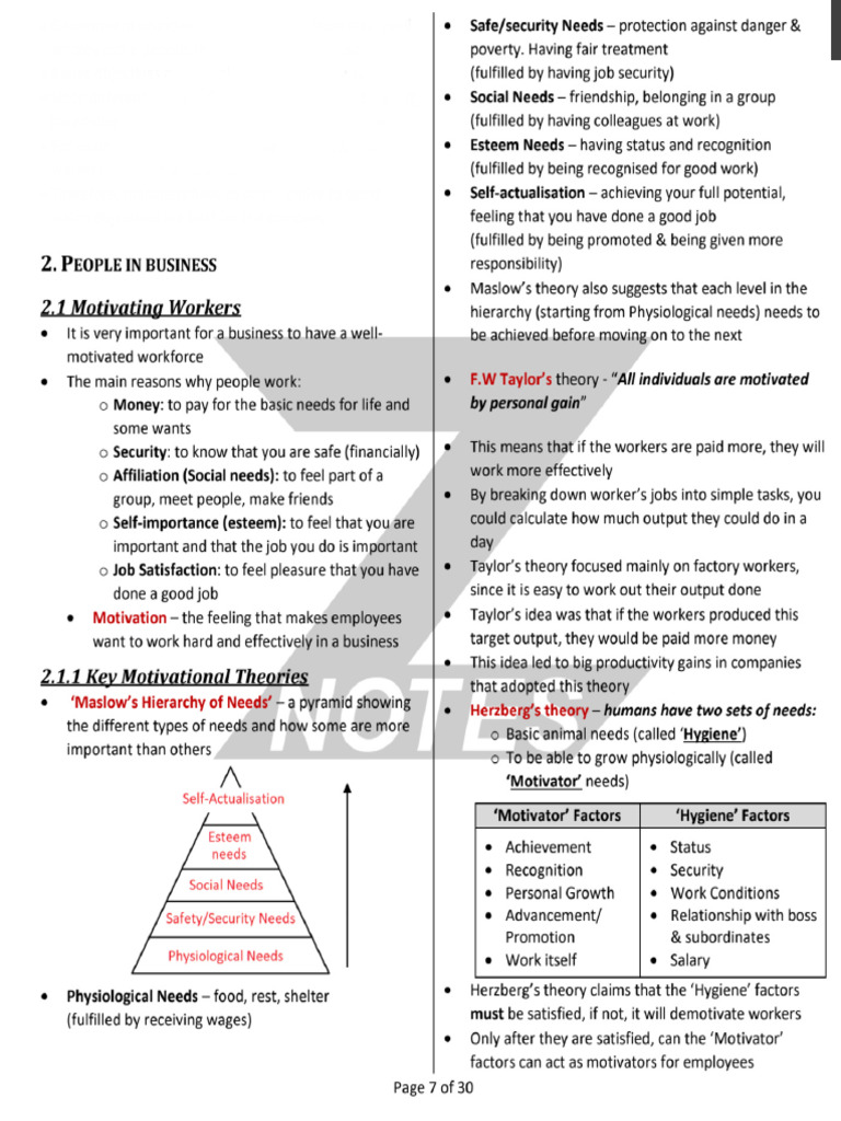 IGCSE Business Studies Notes (Chapter 6) | PDF