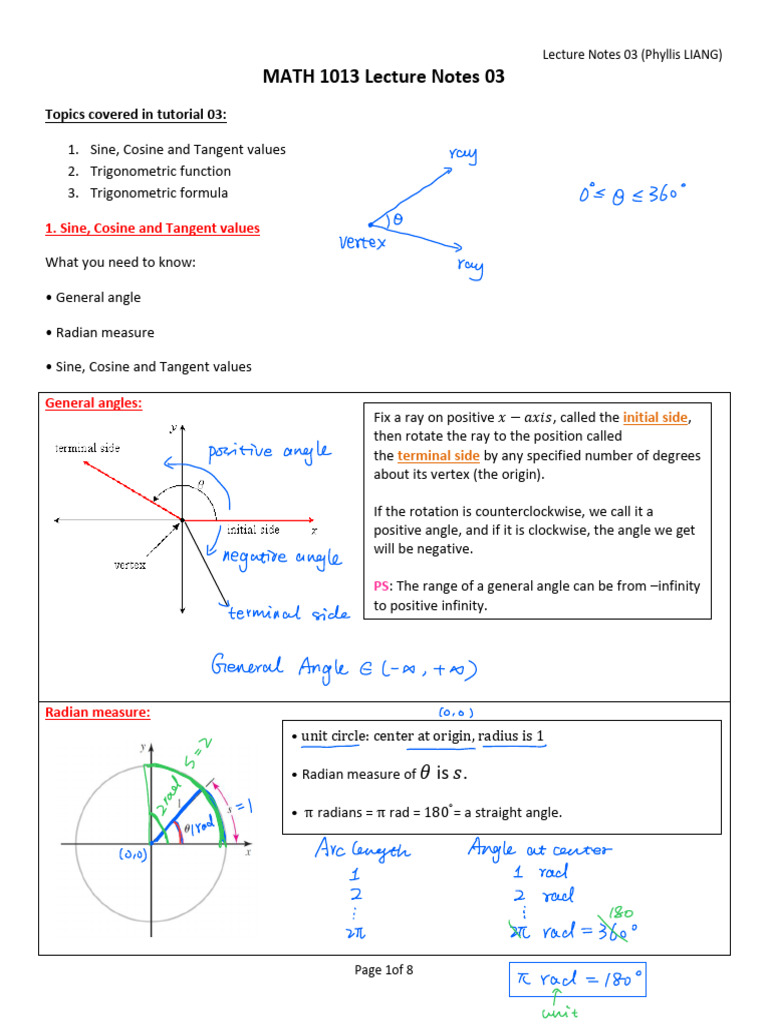 Answers of MATH1012 Lecture Notes 04 | PDF | Trigonometric Functions ...