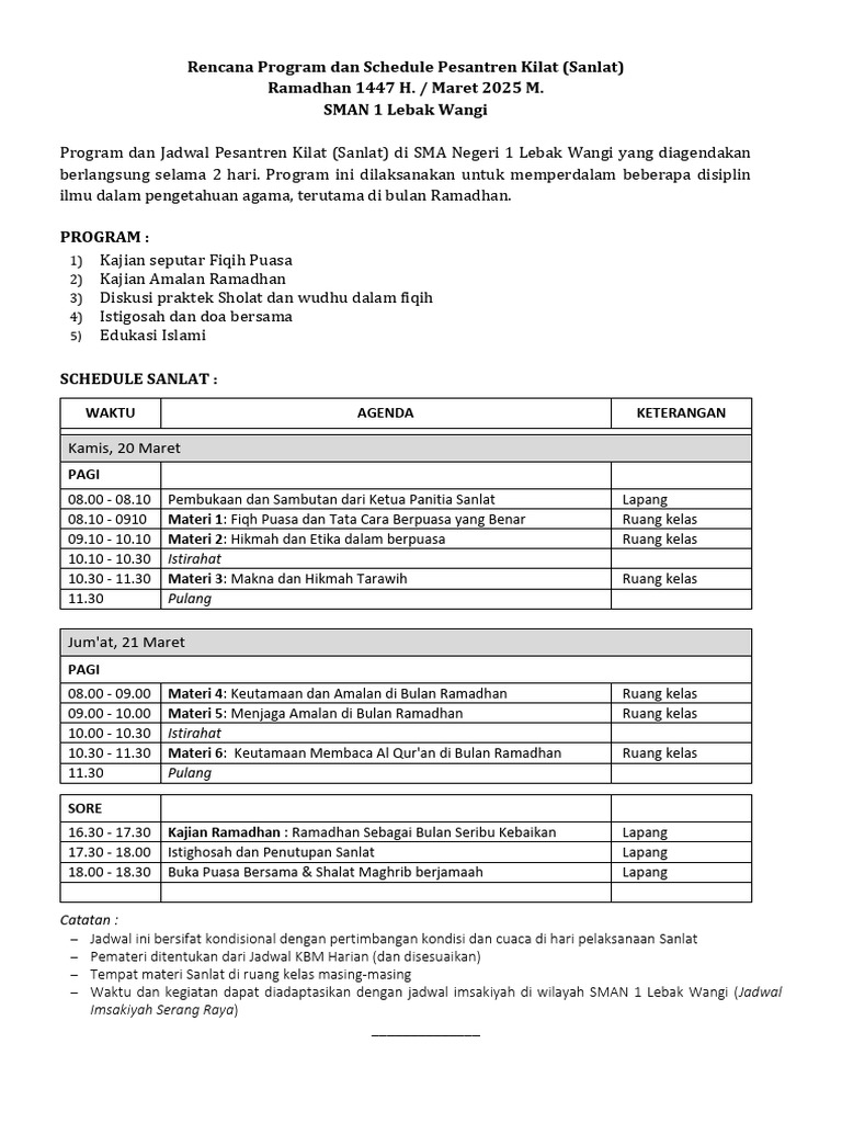 Sanlat Ramadhan 20-21 Maret | PDF