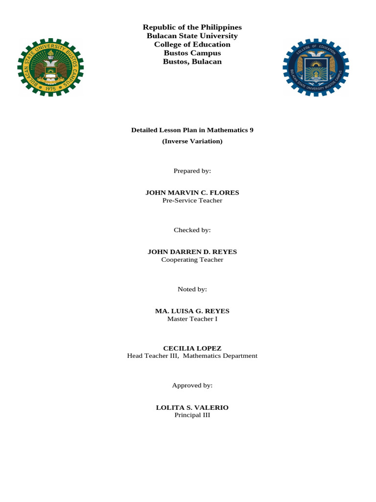 Detailed Lesson Plan in Math 9 | PDF | Equations | Variable (Mathematics)