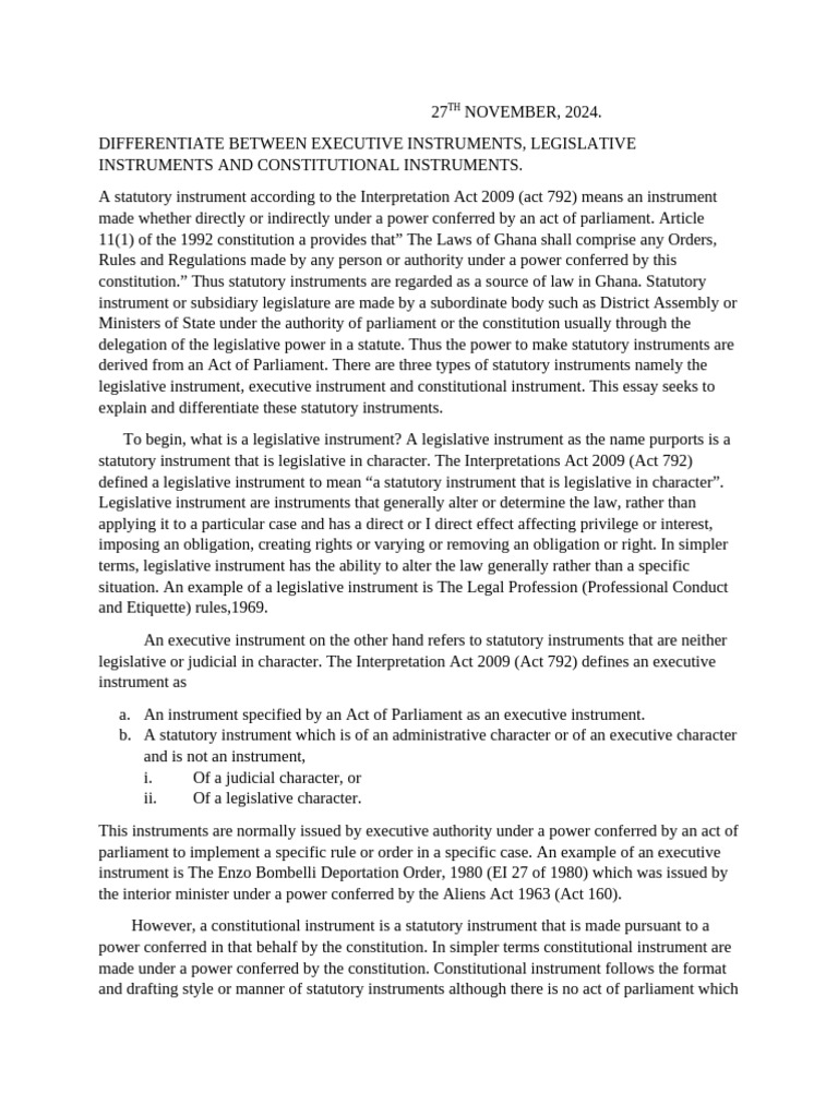 A Statutory Instrument According To The Interpretation Act 2009 | PDF ...