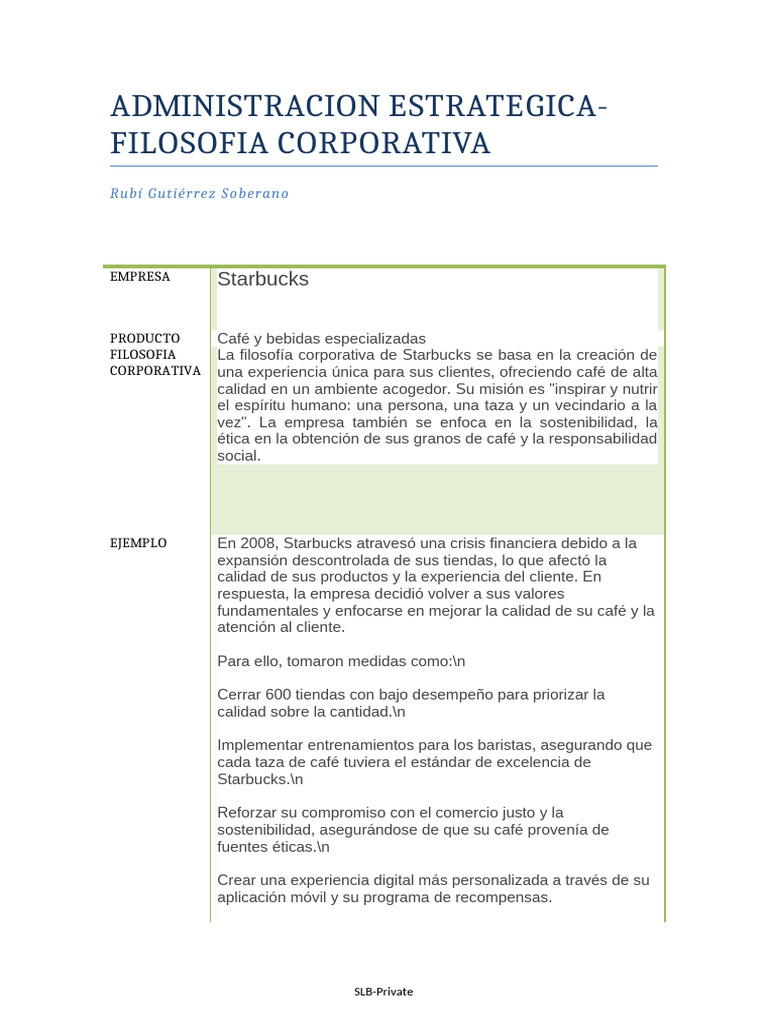 CASO PRACTICO - FILOSOFIA CORPORATIVA | PDF