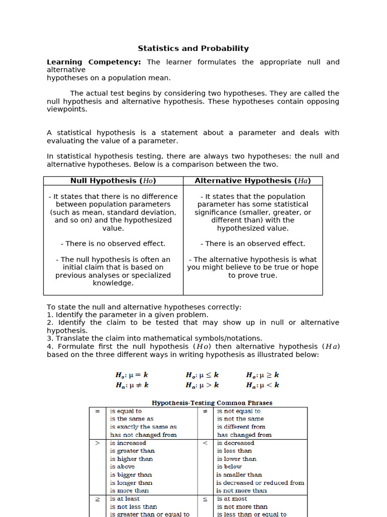 Worksheet2 Formulating Null Hypothesis | PDF | Hypothesis | Null Hypothesis