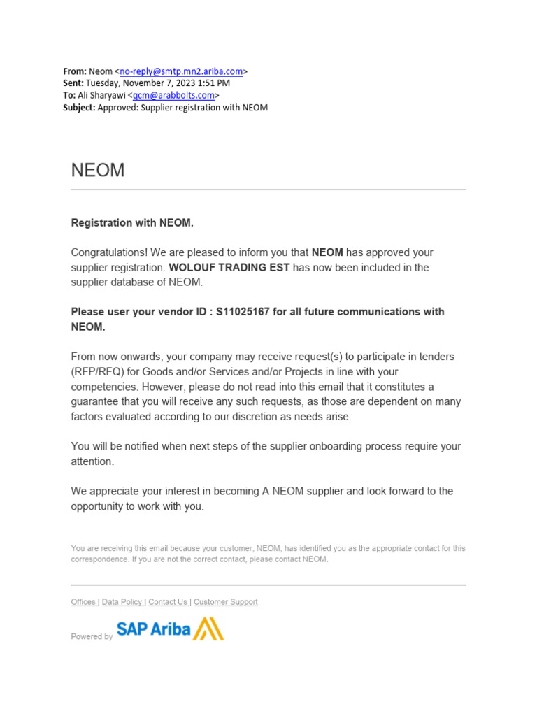Neom Approval | PDF