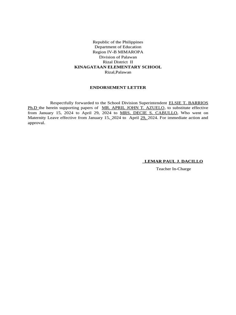 Letter Indorsement | PDF