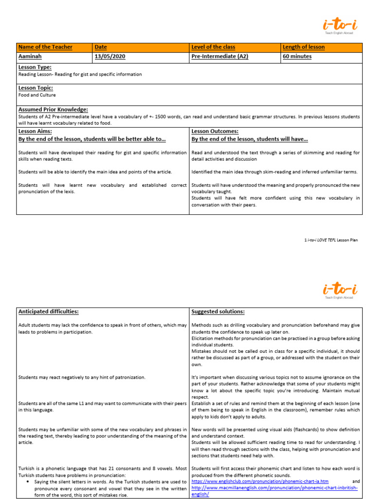TEFL Academy Assignment 3 Reading | PDF | Vocabulary | Taste