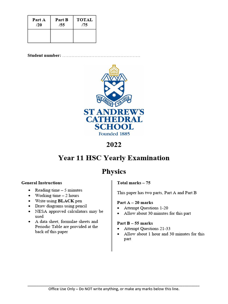 Year 11 HSC Physics 2022 Task 3 | PDF | Force | Waves