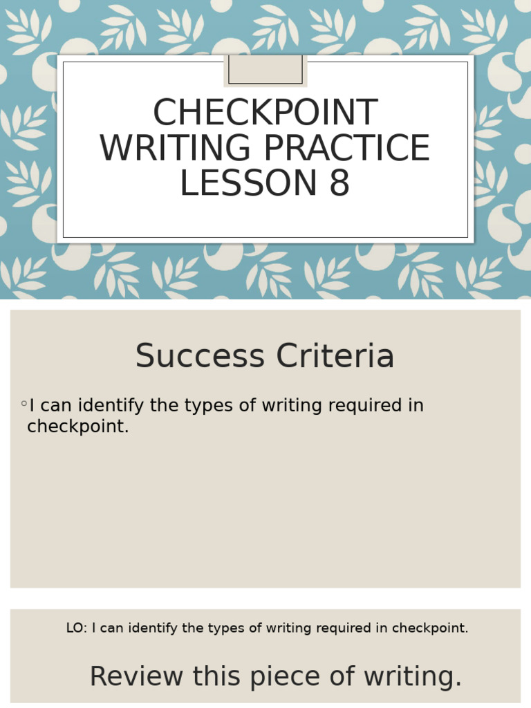 Lesson 8 - Checkpoint Writing | PDF