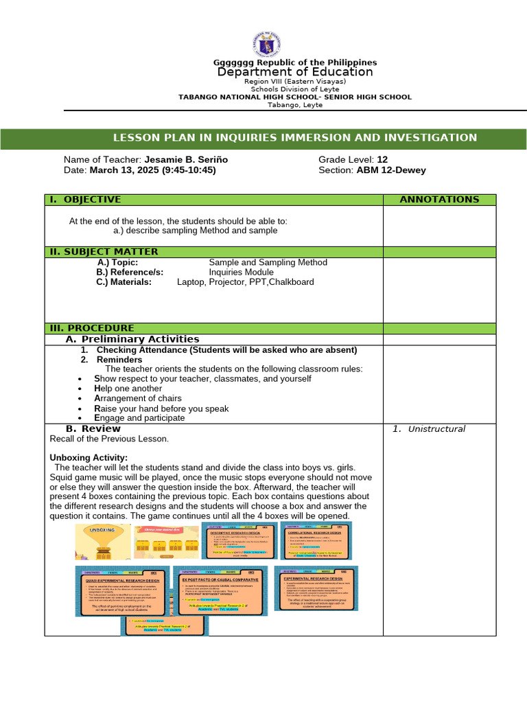 CO4 Lesson Plan | PDF | Sampling (Statistics) | Methodology