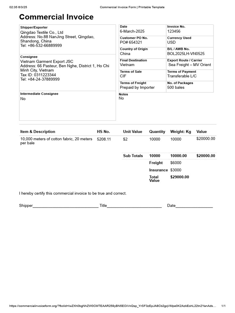 Commercial Invoice E31 | PDF | Supply Chain Management | Freight Transport
