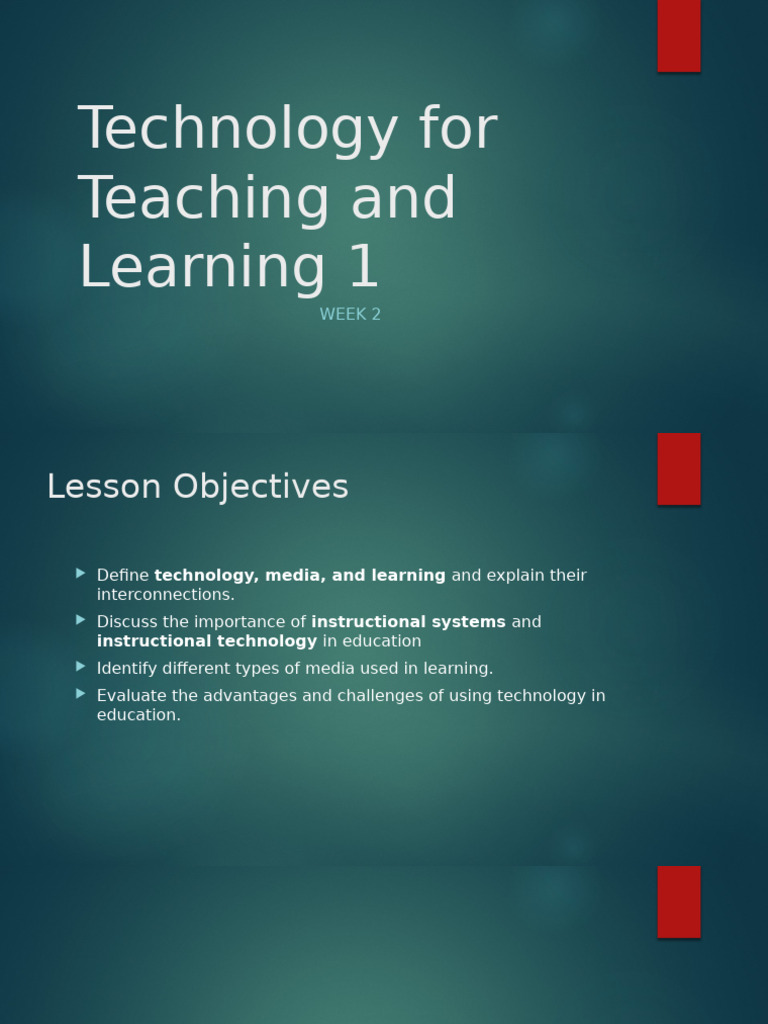 Technology for Teaching and Learning 1 week 2 | PDF | Instructional ...
