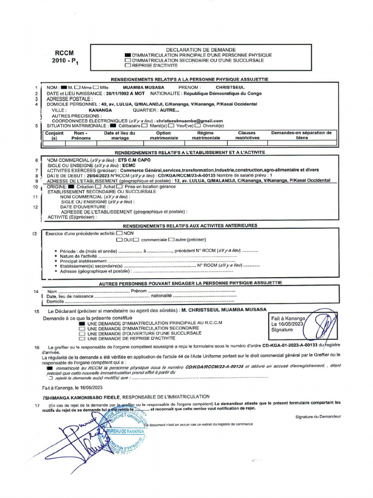 Rccm Ets Cm Capo | PDF