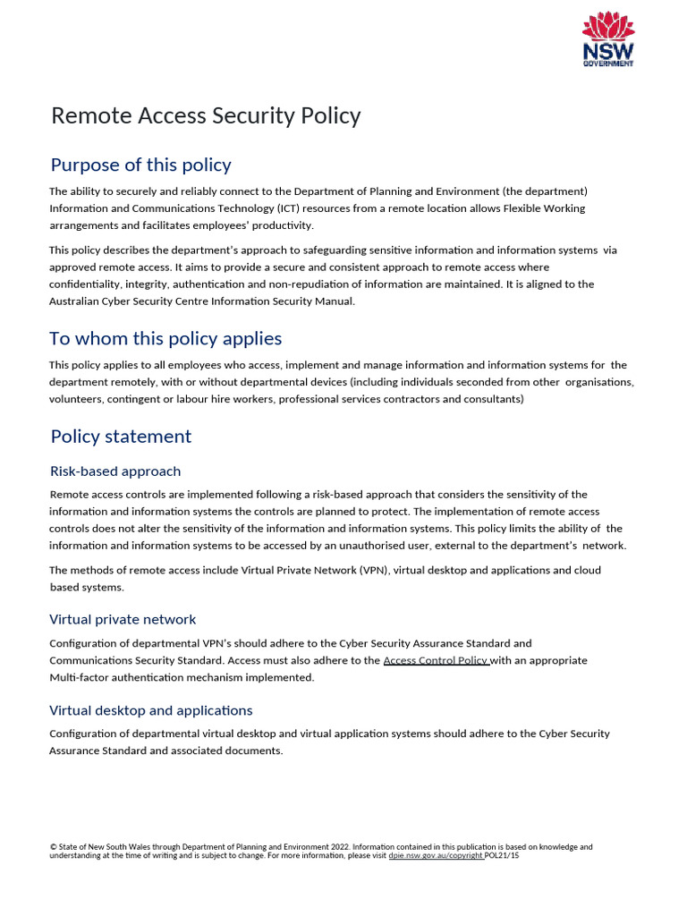 Remote-Access-Security-Policy | PDF | Virtual Private Network ...