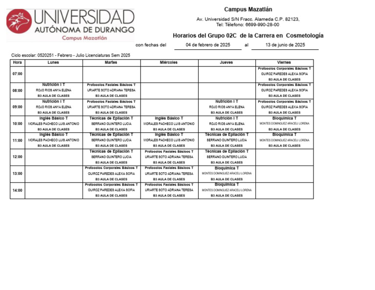 Horario | PDF