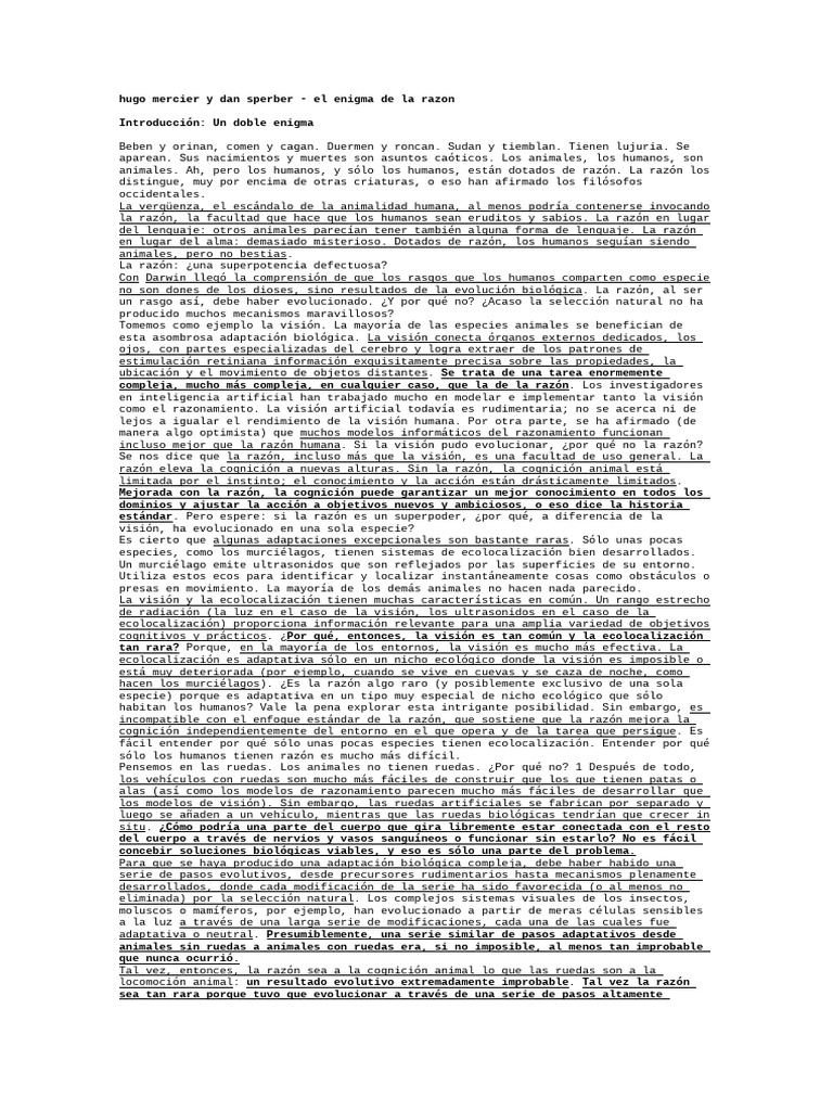 Hugo Mercier y Dan Sperber - El Enigma de La Razon | PDF | Razón ...