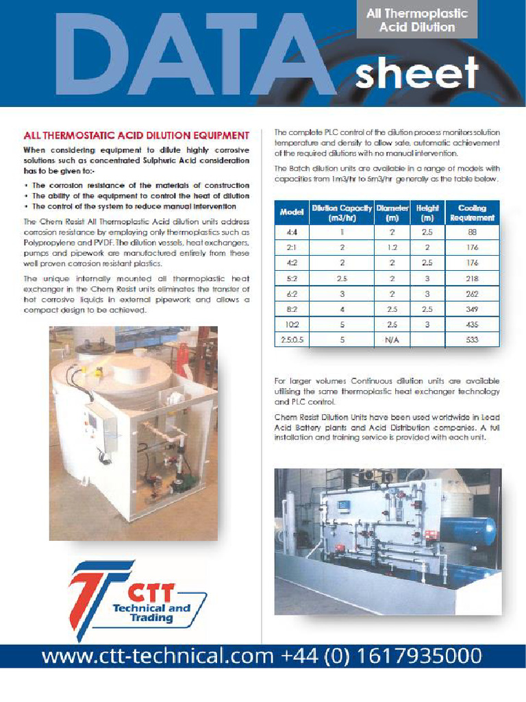Acid Dilution Datasheet | PDF