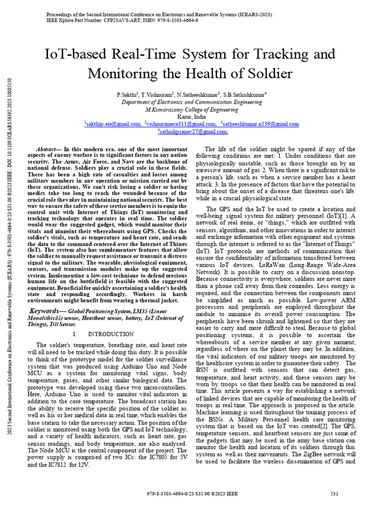 IoT Soldier Health Tracking System | PDF | Internet Of Things ...