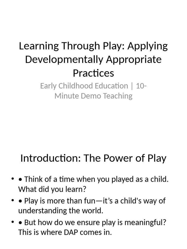 Learning Through Play DAP Presentation | PDF
