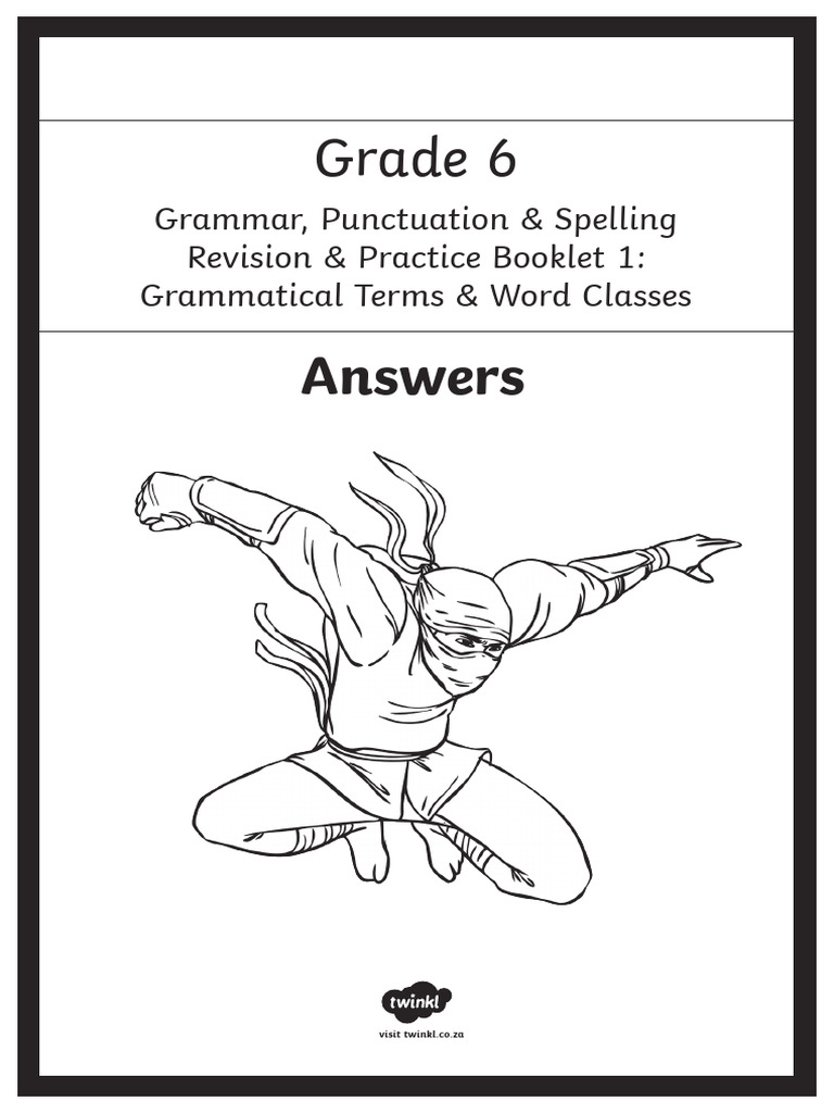 Za-Hl-584 Grade 6 Grammatical Terms Booklet - Answers | PDF | Verb ...