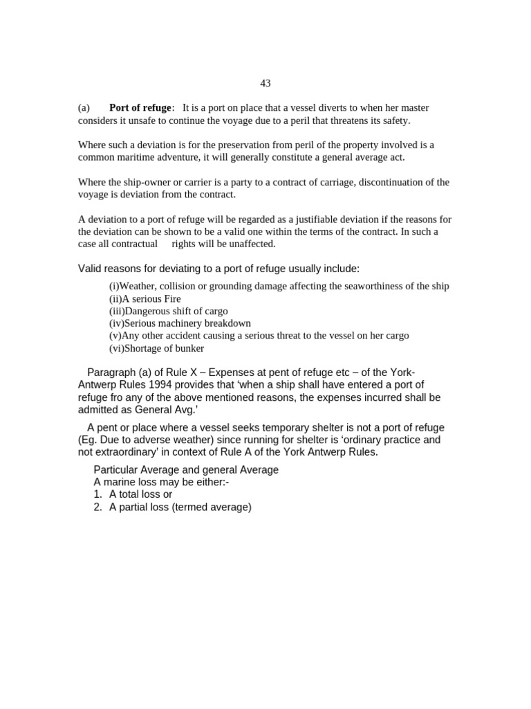 Understanding Port of Refuge and Average Losses | PDF | Insurance ...