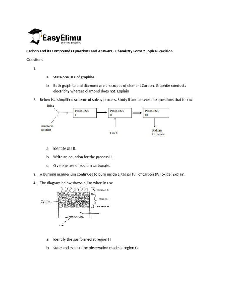 Carbon Compounds Q&A for Form 2 | PDF | Carbon | Carbon Dioxide